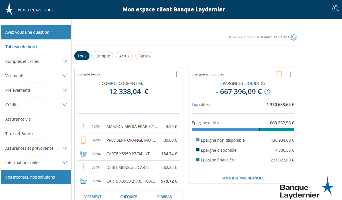 Espace client Banque Laydernier | Authentification et connexion