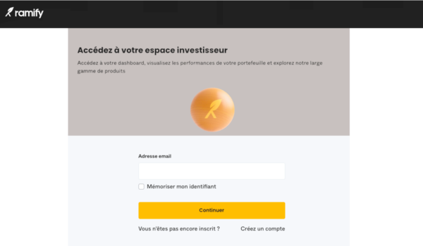 Mon compte Ramify | Plateforme d'investissement