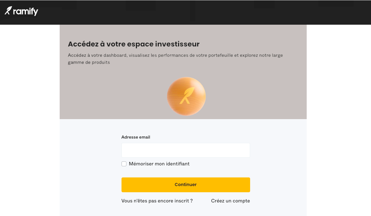 Mon compte Ramify | Plateforme d'investissement